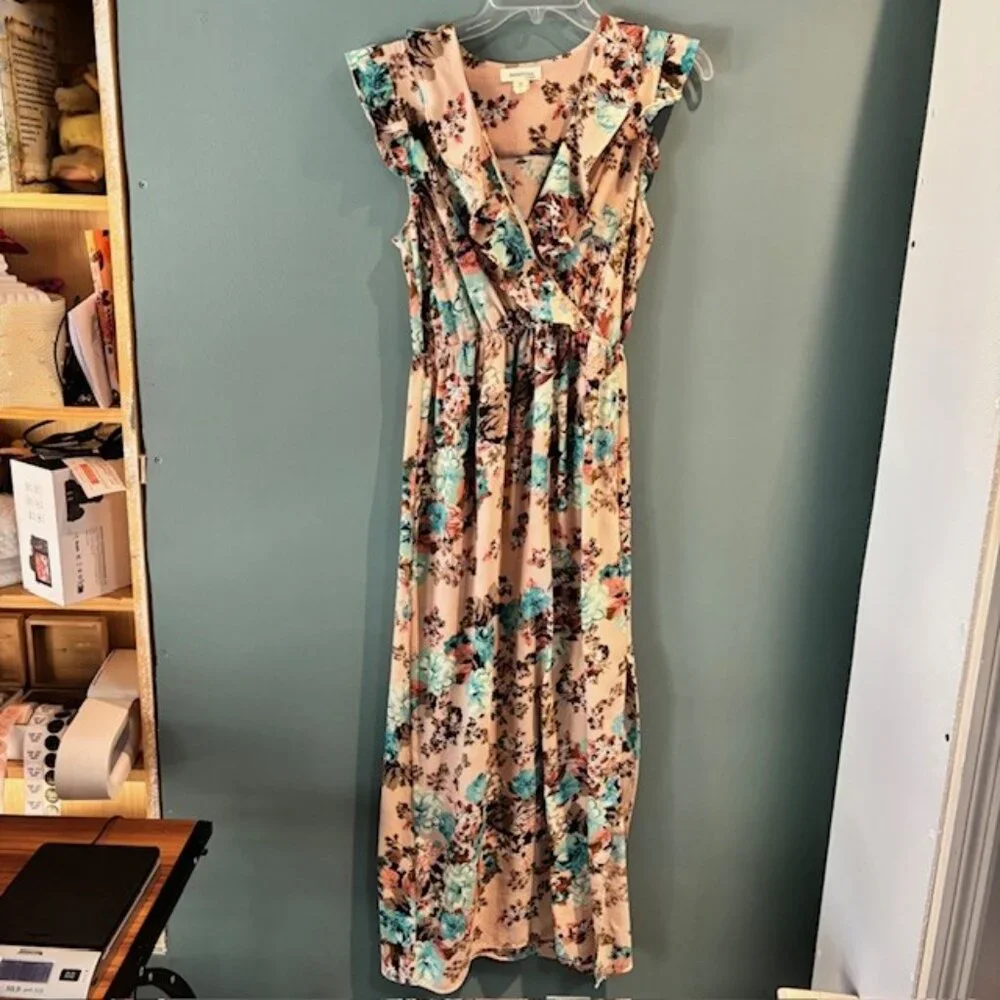 Monteau Los Angeles | Dresses | Monteau Los Angeles Pink Floral Ruffle ...